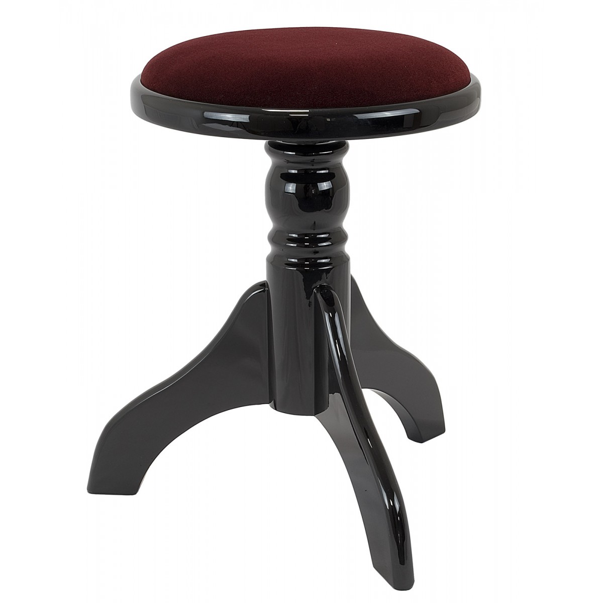 Klavierhocker schwarz, rund, mit rotem Polster, Pianohocker, Drehhocker ...