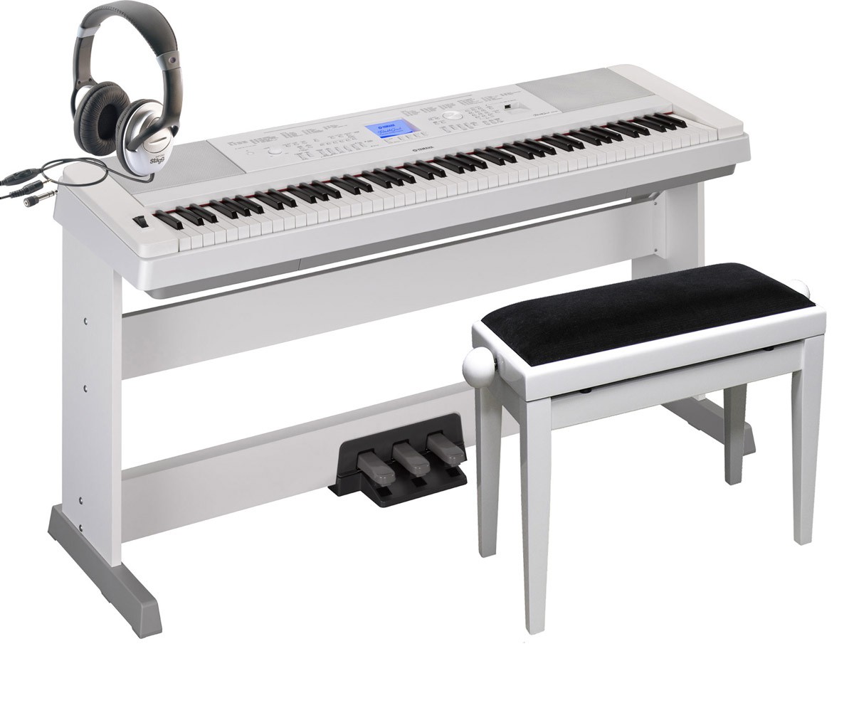 Yamaha DGX-660 weiss, XXL-SET mit Bank, 3er Pedal und Ständer ...